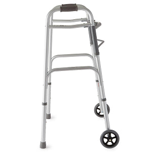 Medline Two-Button Folding Walker with 5" Wheels – Sheridan Surgical